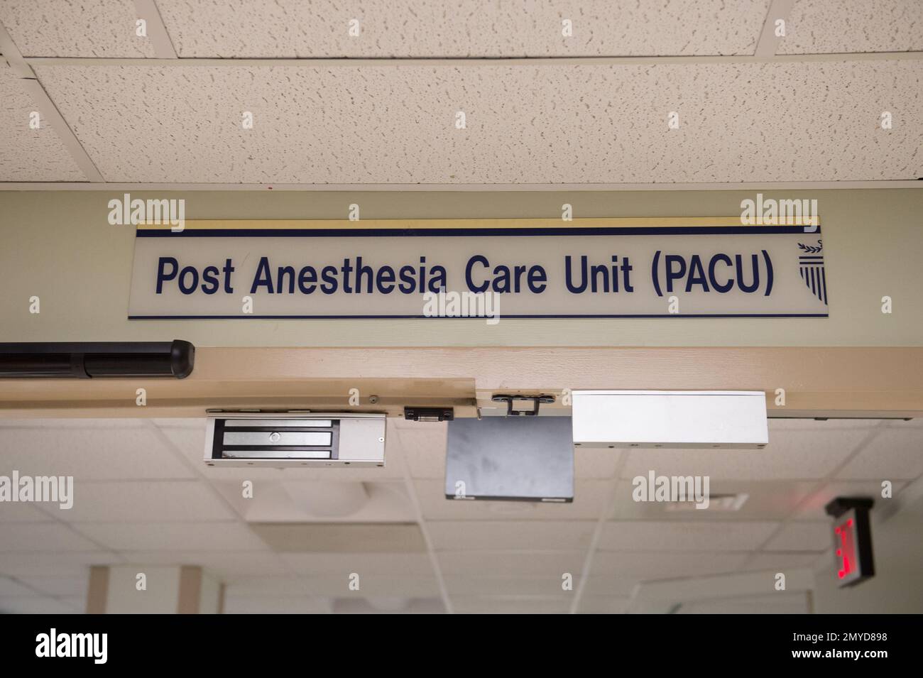 Post Anesthesia Care Unit sign is pictured outside an operating room ...