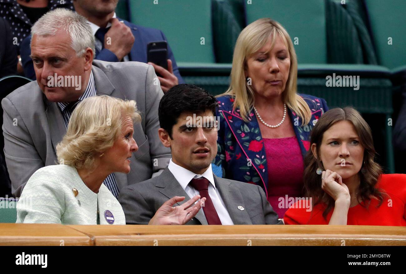 England cricket captain Alastair Cook, centre, and his wife Alice Hunt ...