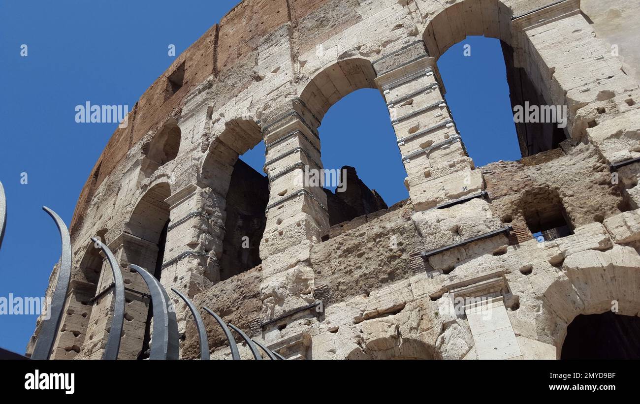 A view of the Colosseum after the first stage of the restoration work ...