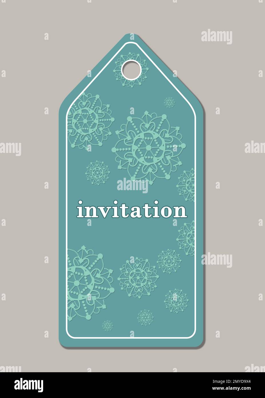 Wedding invitation tag on grey background, top view Stock Photo - Alamy
