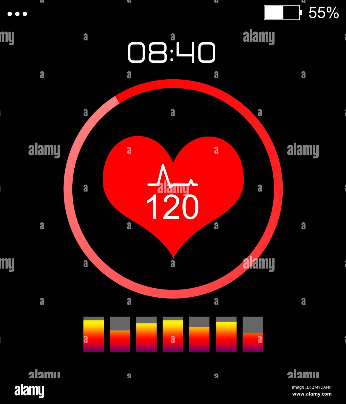 Smart watch displaying heart rate in health monitor app Stock Photo - Alamy