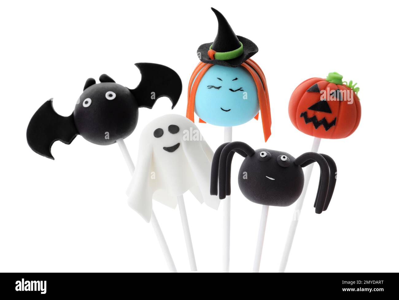 Set of Halloween themed cake pops on white background Stock Photo - Alamy