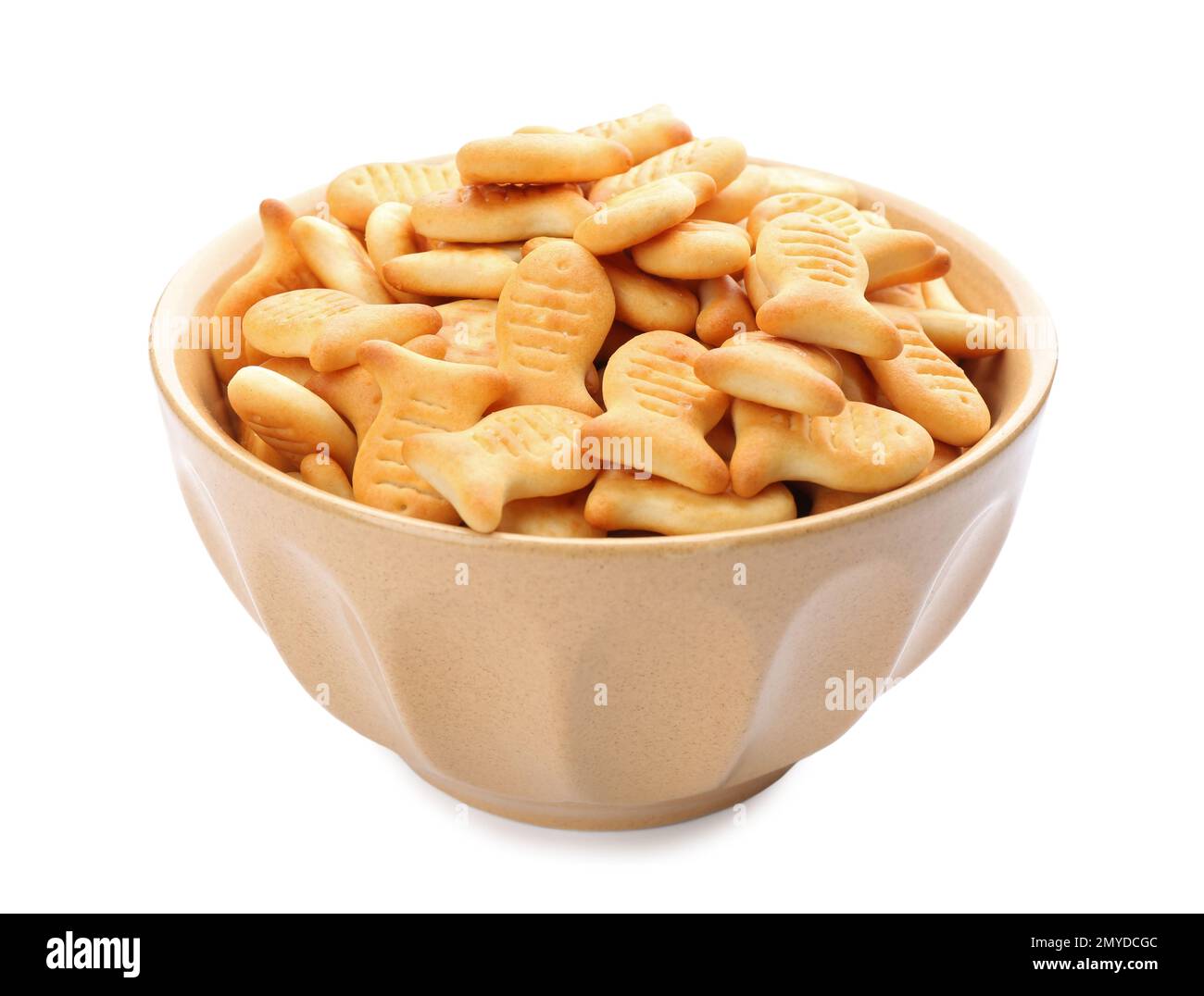 Delicious goldfish crackers in bowl isolated on white Stock Photo - Alamy