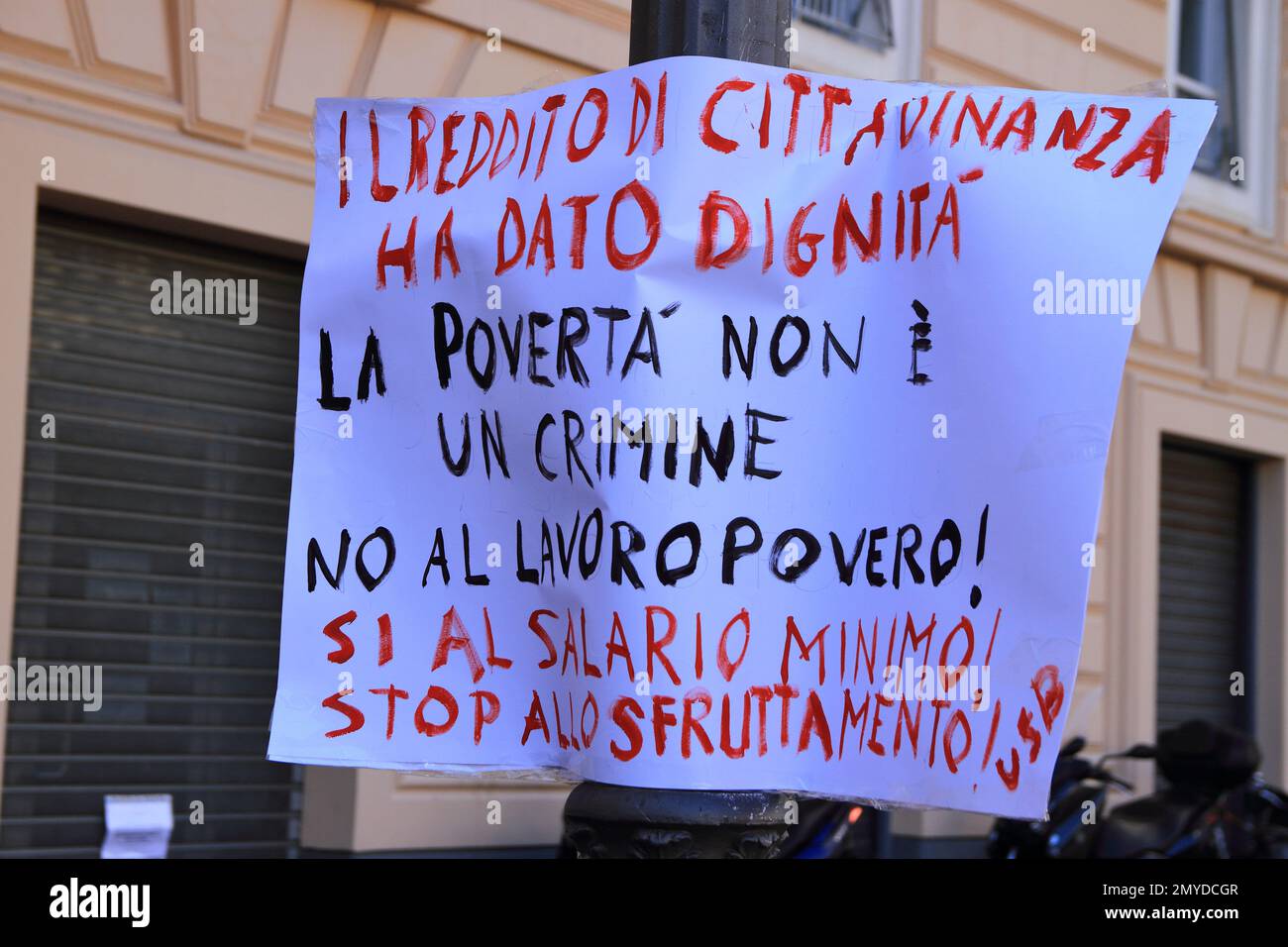 The workers of the USB union have put up signs to protest with poor ...
