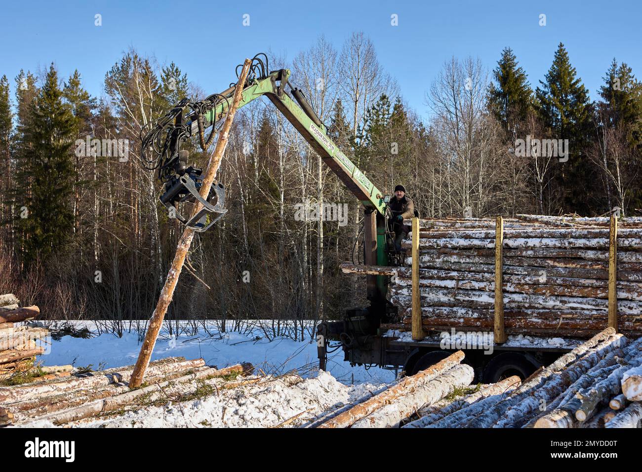 Self loader attachments for loading logs, truck shipment timber in ...