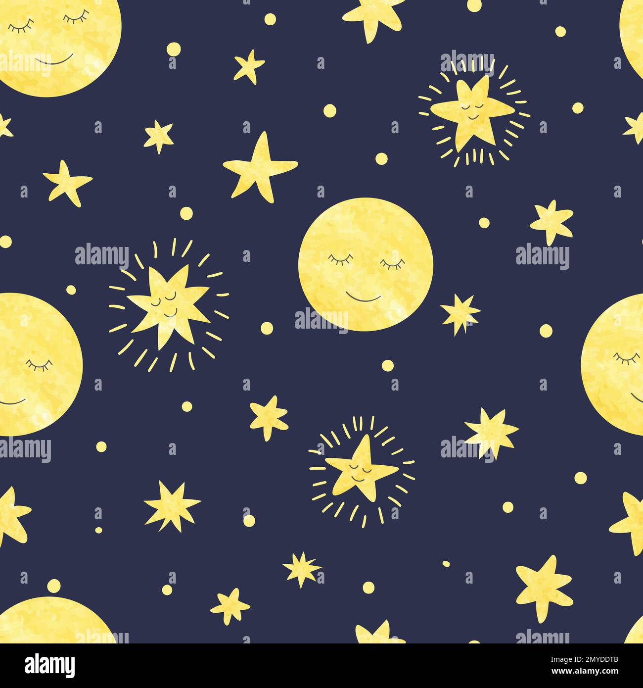 Seamless moon and stars pattern. Vector night illustration for kids ...