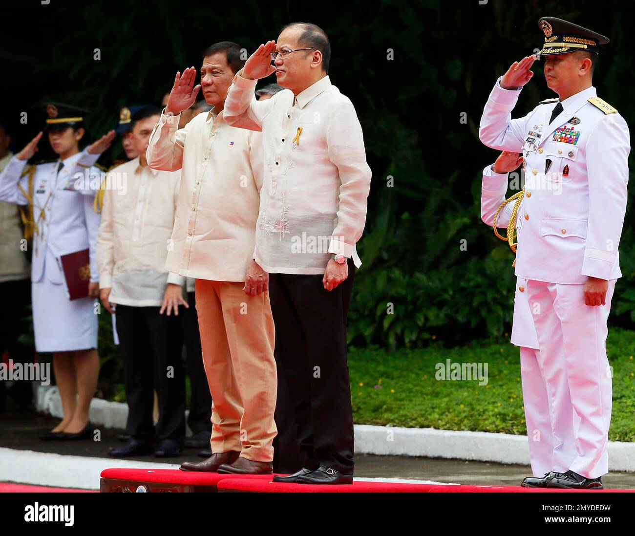 New Philippine President Rodrigo Duterte, left, and outgoing President ...