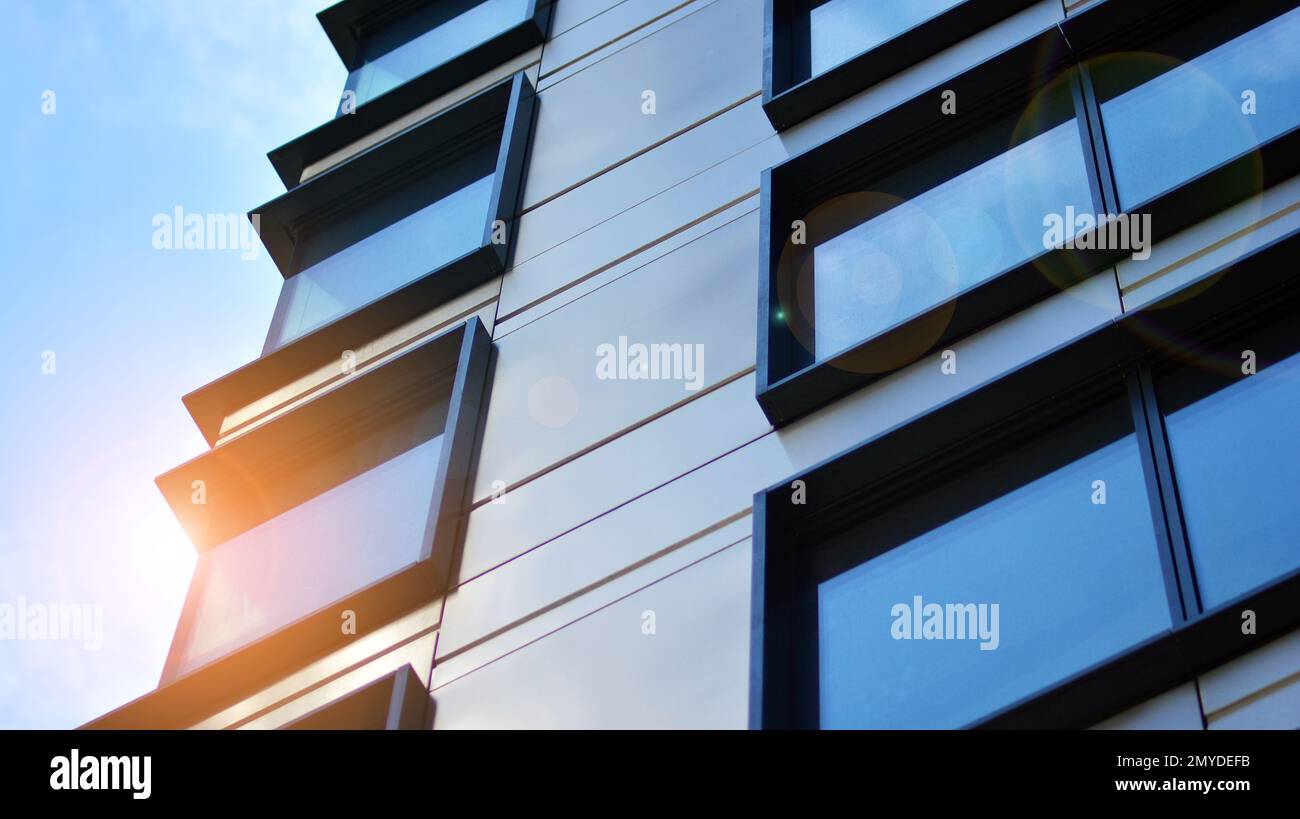 Abstract fragment of contemporary architecture, walls made of glass and ...