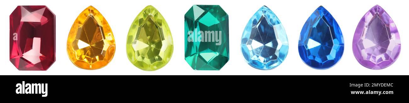 Set of bright gemstones isolated on white. Banner design Stock Photo ...