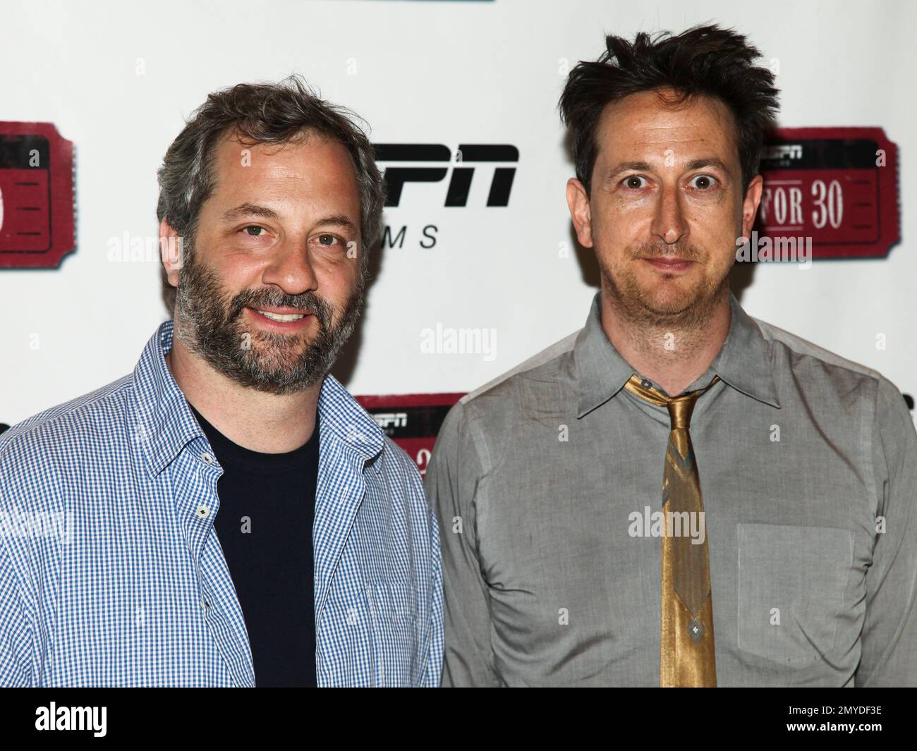 Judd Apatow, left, and Michael Bonfiglio, right, attend the premiere of ...