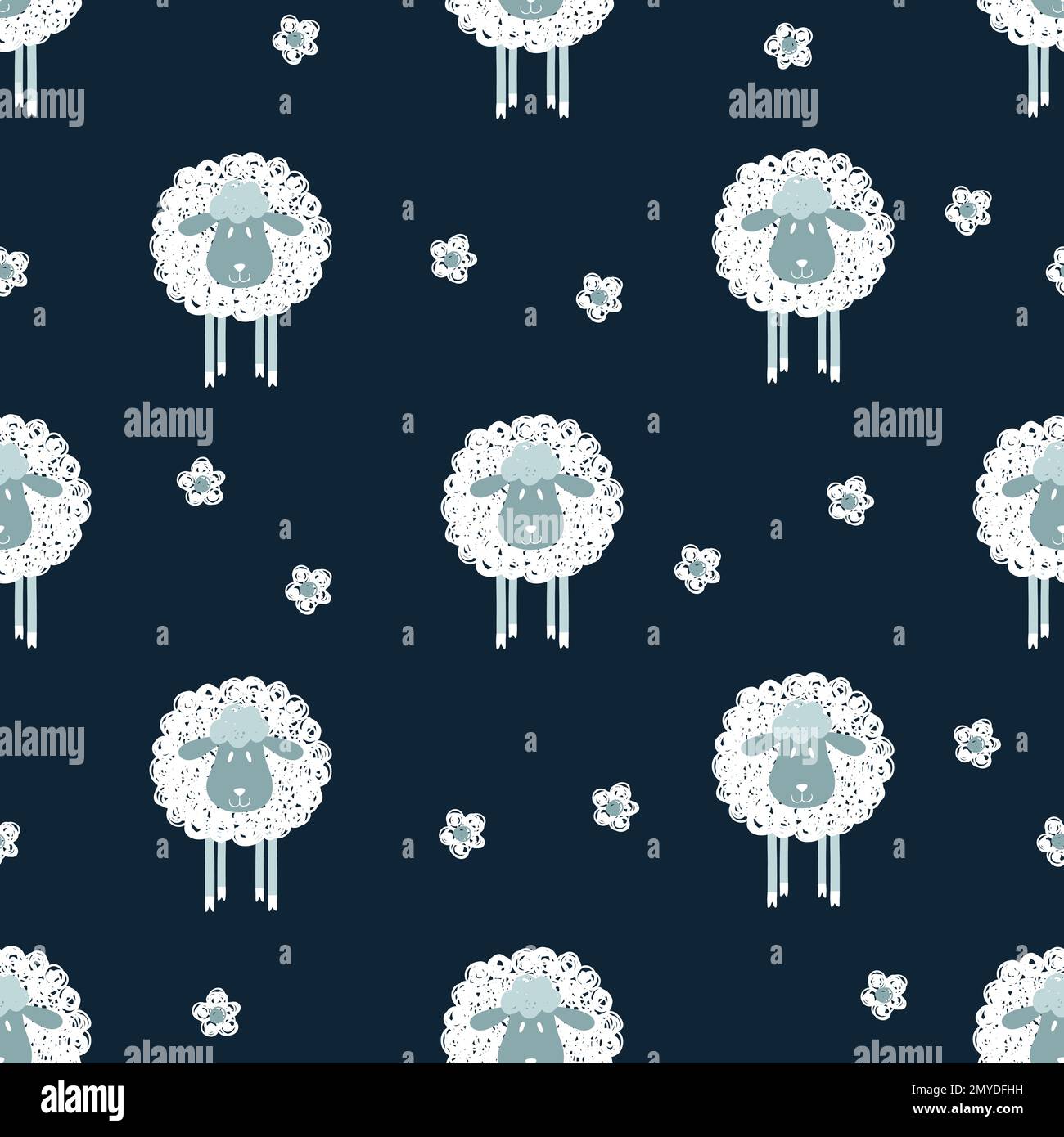 Cute sheep seamless pattern. Vector background for kids Stock Vector ...
