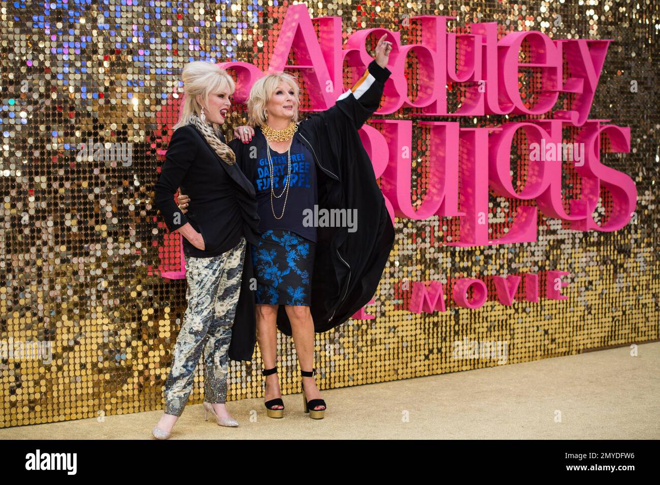 Actresses Joanna Lumley and Jennifer Saunders pose for photographers ...