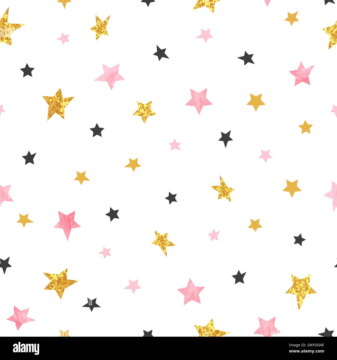 Stars pattern. Vector seamless background with watercolor pink and ...
