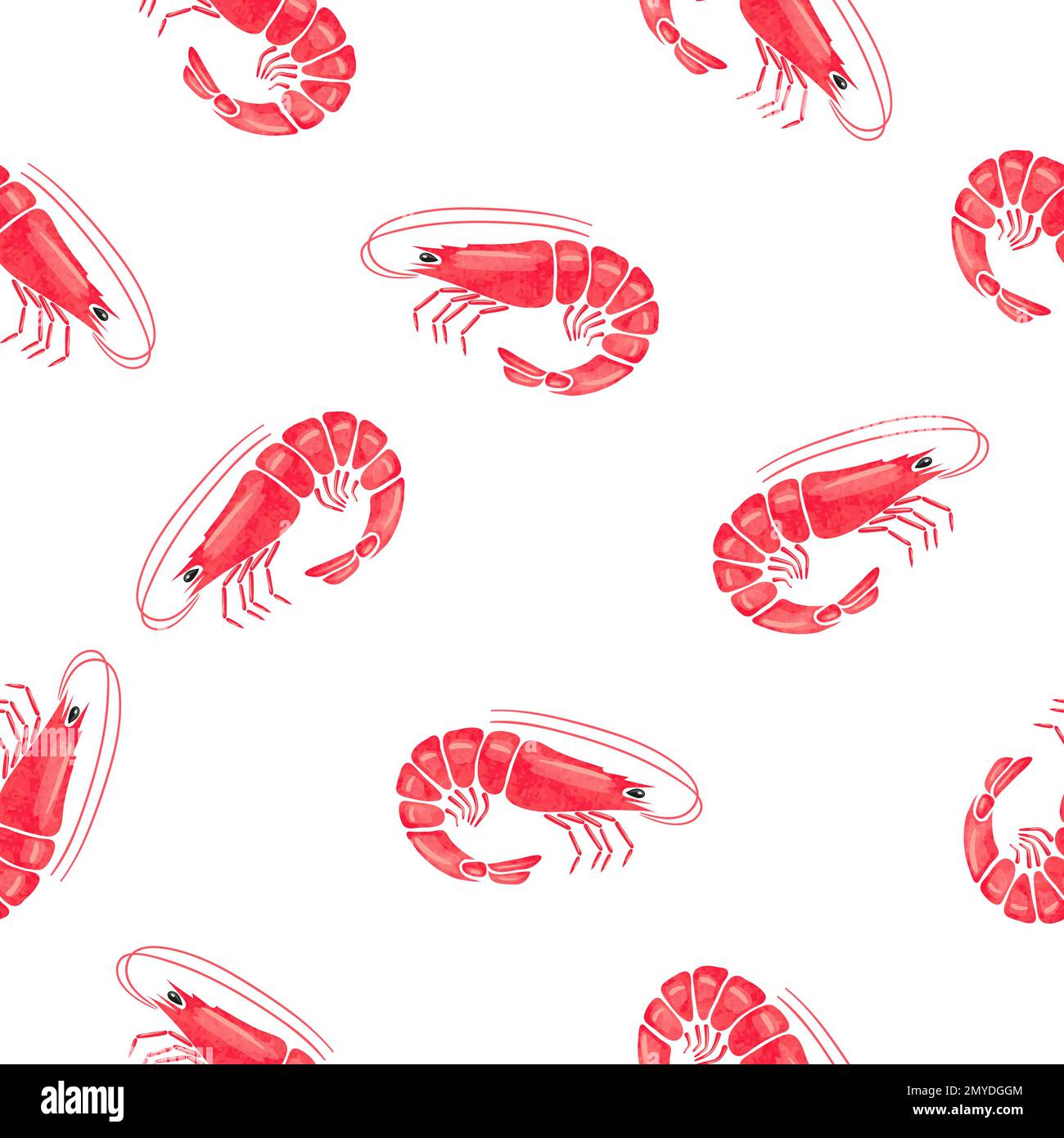 Seamless watercolor shrimps pattern. Vector illustration Stock Vector ...
