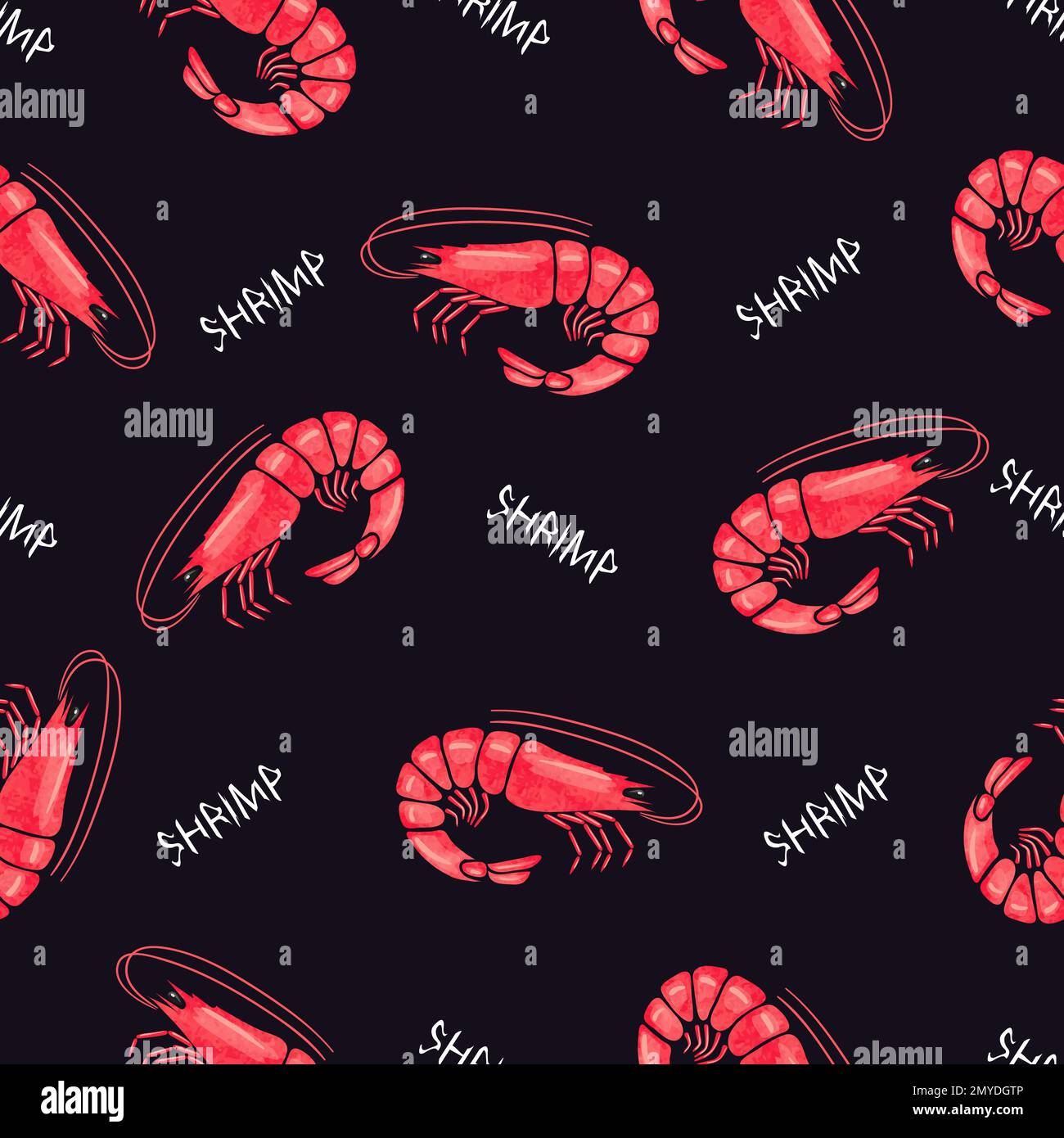 Watercolor shrimps seamless pattern. Vector illustration Stock Vector ...