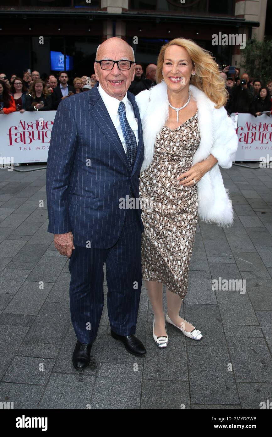 Rupert Murdoch and Jerry Hall pose for photographers upon arrival at ...