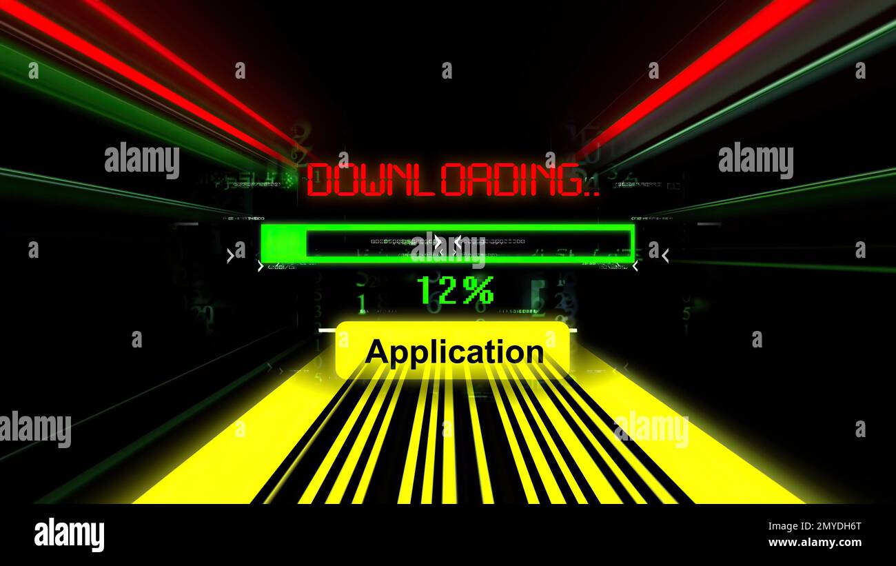 Application download progress bar on the screen Stock Photo - Alamy