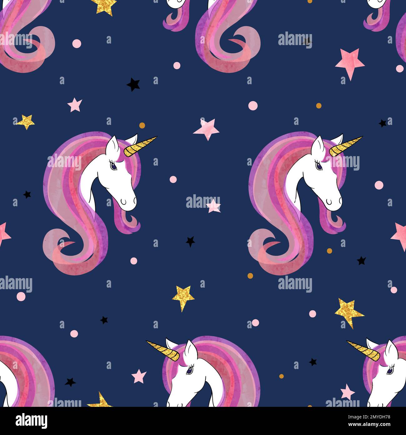 Seamless unicorns pattern. Vector magic illustration for kids design ...