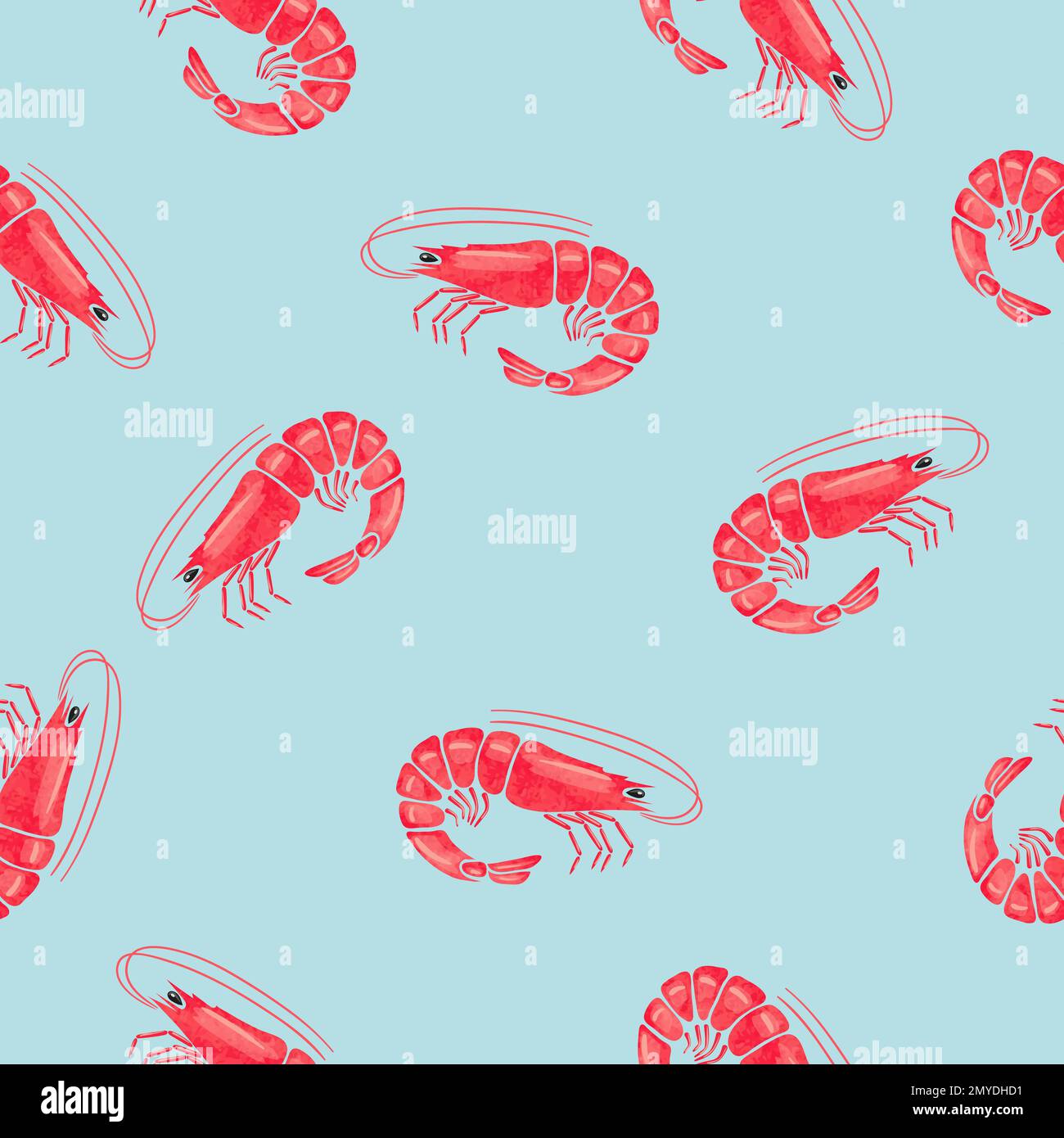 Seamless pattern with watercolor shrimps. Vector illustration Stock ...