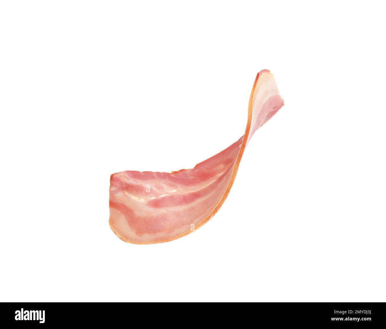 Fresh raw bacon slice on white background Stock Photo - Alamy