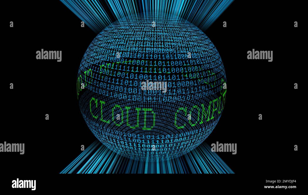 Cloud computing binary data sphere Stock Photo - Alamy