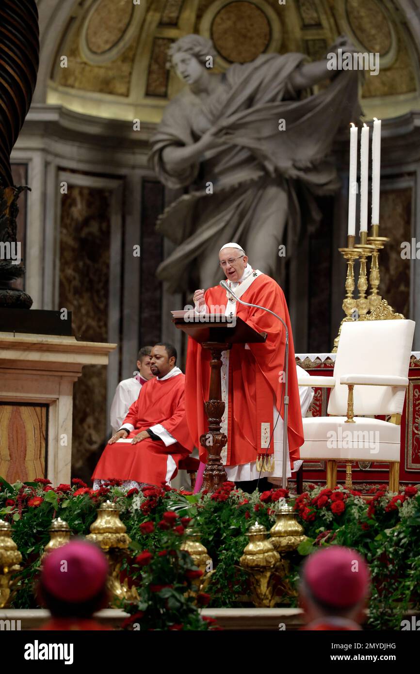 Pope Francis celebrates a Mass where he bestowed the Pallium, a woolen ...