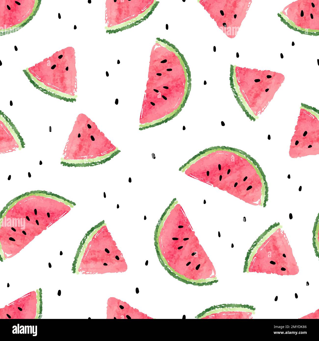 Seamless watermelons pattern. Vector background with watercolor ...