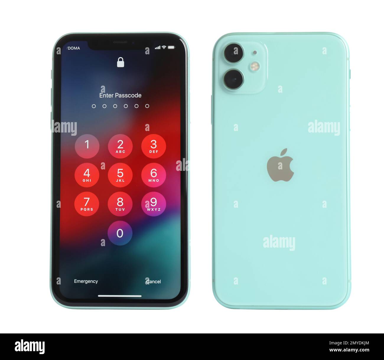 MYKOLAIV, UKRAINE - JULY 07, 2020: New modern iPhone 11 with numpad for ...