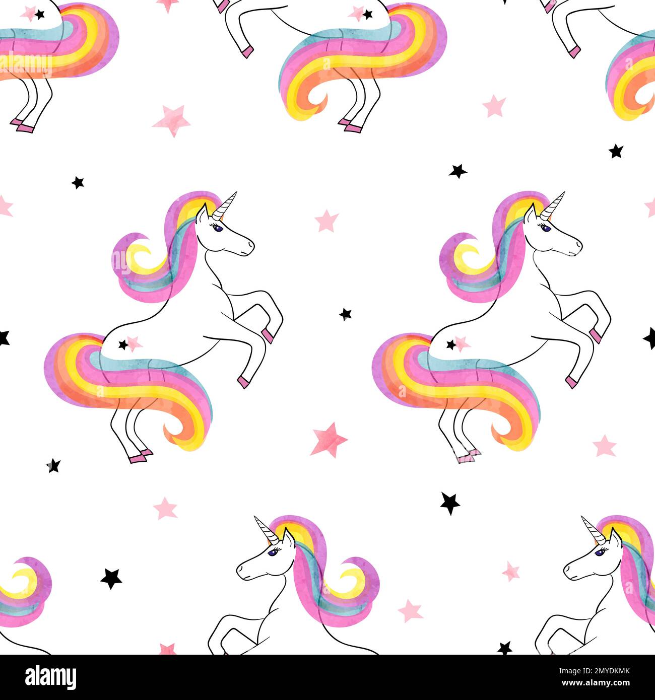 Seamless rainbow unicorns pattern. Vector magic background Stock Vector Image & Art - Alamy
