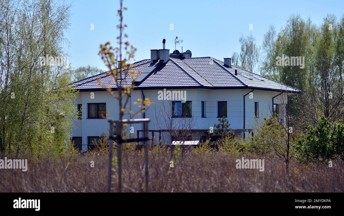 New single family house in a new development area. Residential home ...