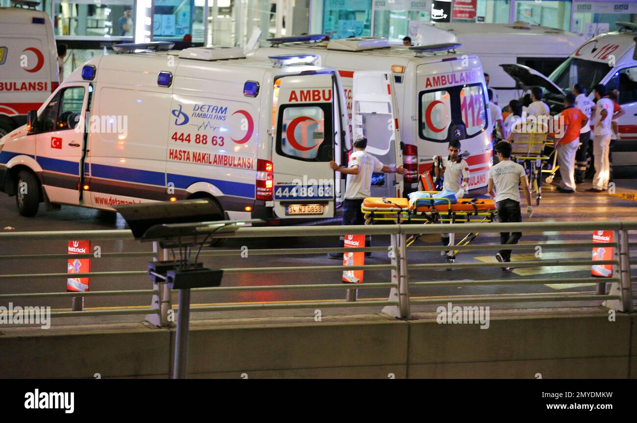 Turkish rescue services gather outside Istanbul's Ataturk airport ...