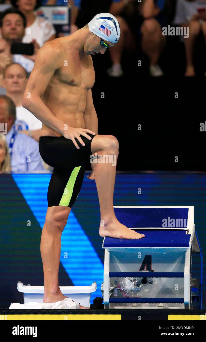 Michael Phelps waits for his heat to start in the men’s 200-meter ...