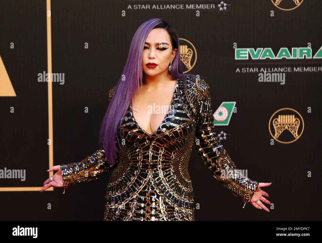Taiwanese singer A MEI arrives at the 27th Golden Melody Awards in ...