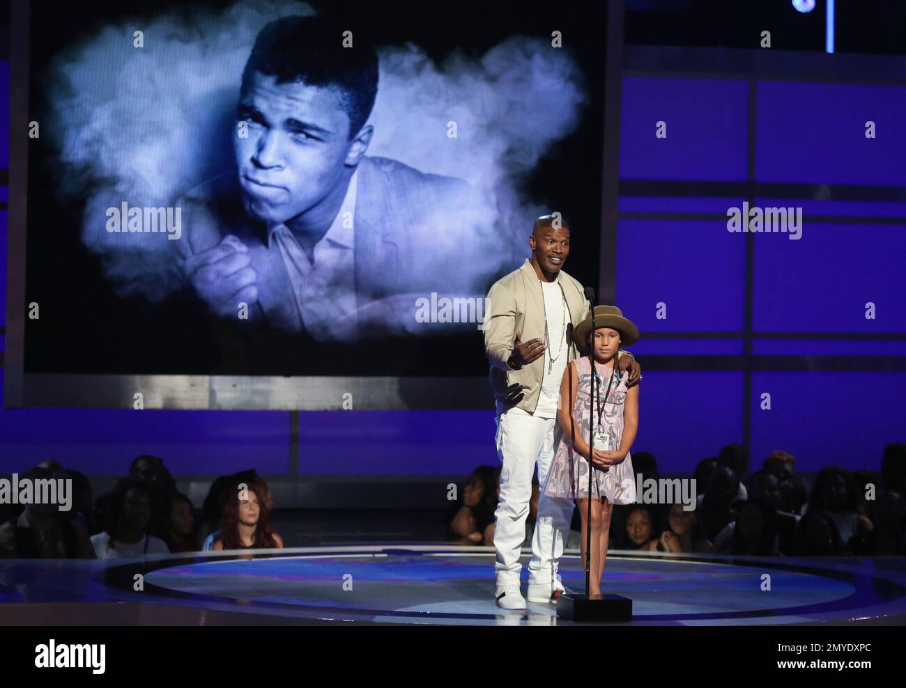 Jamie Foxx, left, and his daughter Annalise present a tribute to ...