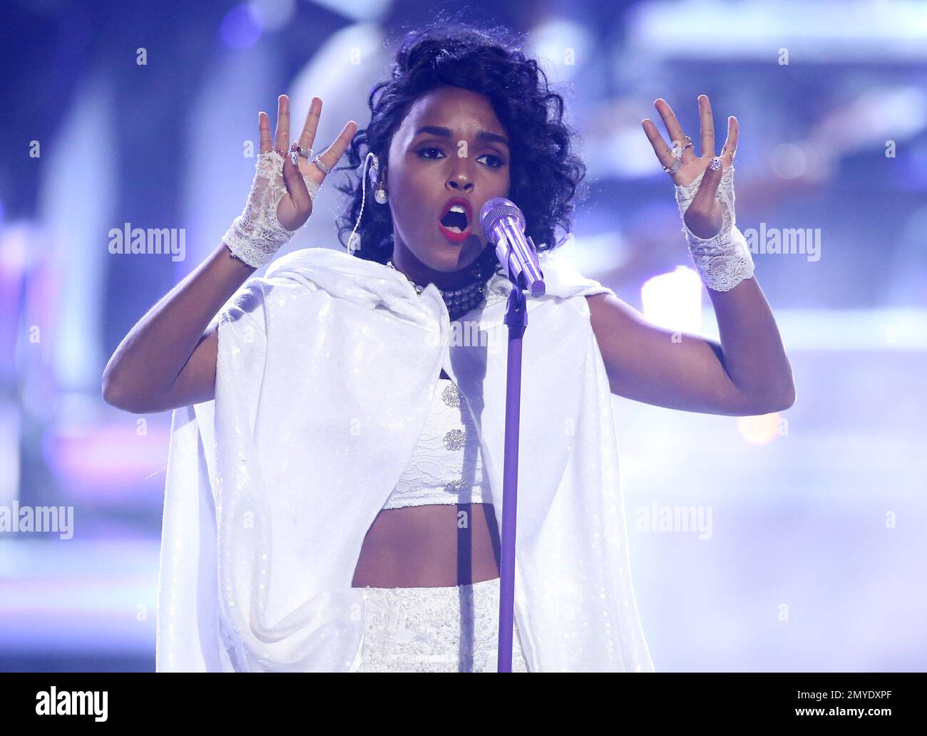 Janelle Monae performs a tribute to Prince at the BET Awards at the ...