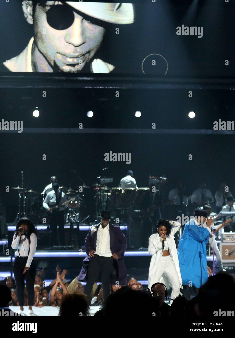 Janelle Monae performs a tribute to Prince at the BET Awards at the ...