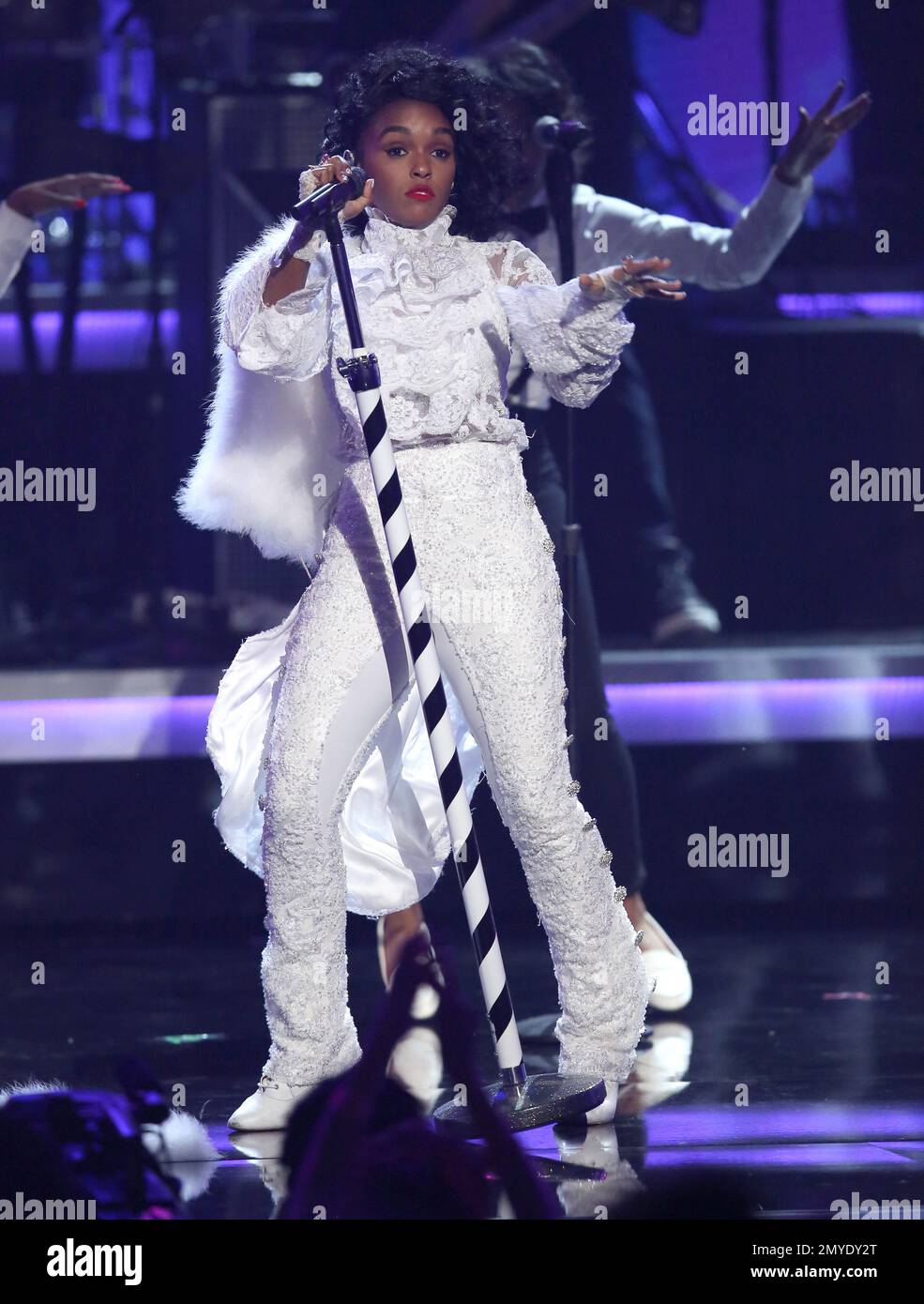 Janelle Monae performs a tribute to Prince at the BET Awards at the ...