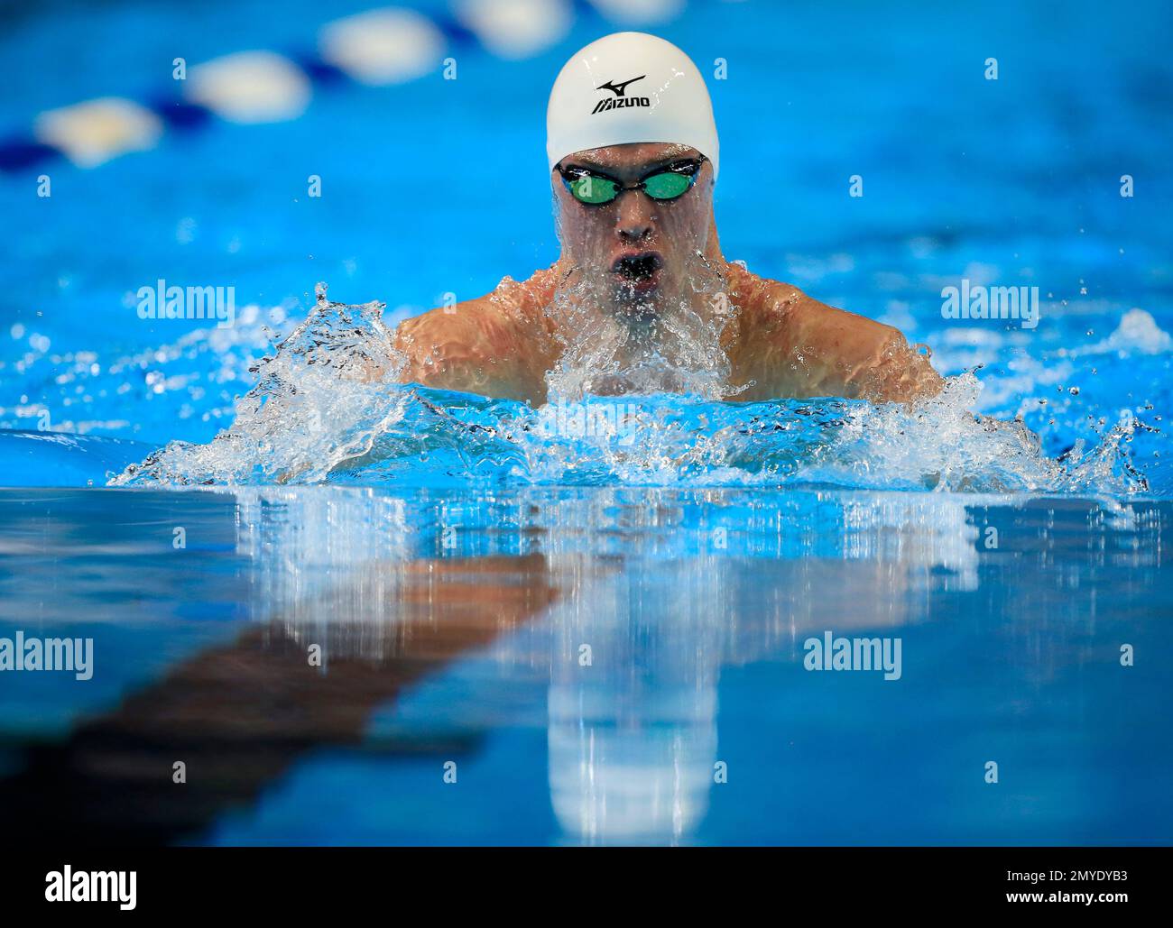 Kevin Cordes swims during a semifinal heat in the men's 100-meter ...
