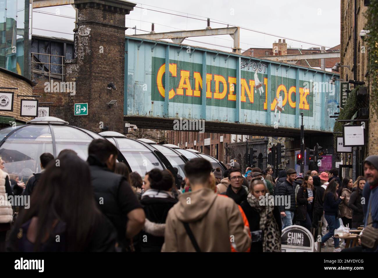 Camden Lock bridge and tourists at Camden Market London Stock Photo - Alamy