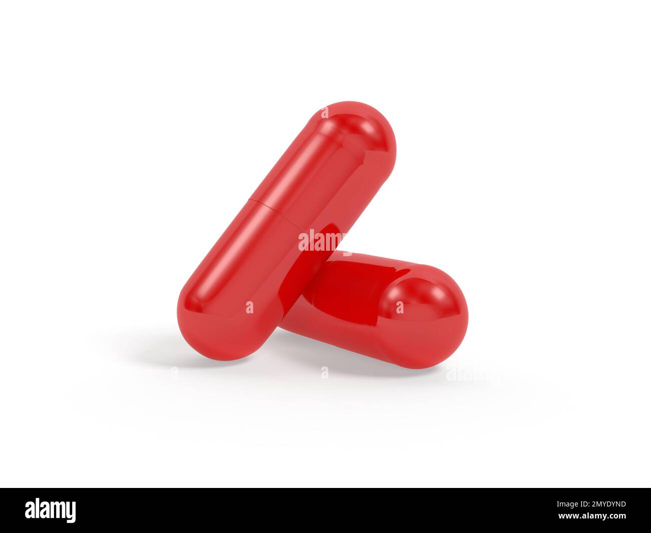 Red pills isolated on white background. 3d illustration Stock Photo - Alamy