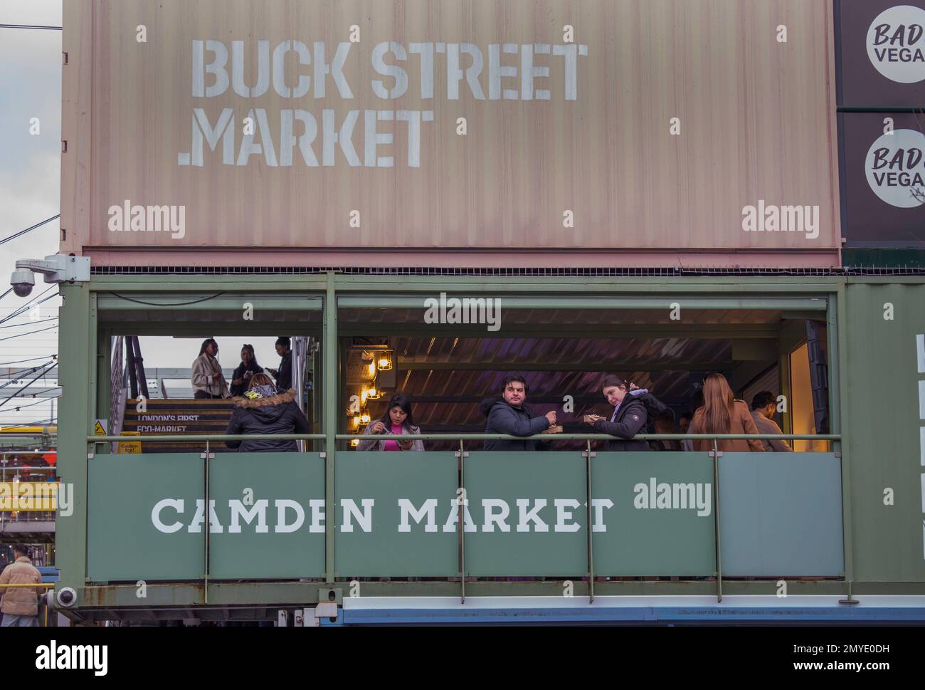 Buck Street Market Camden Market London people eating street food Stock ...