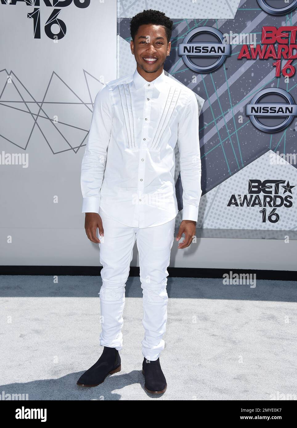 Jacob Latimore arrives at the BET Awards at the Microsoft Theater on ...