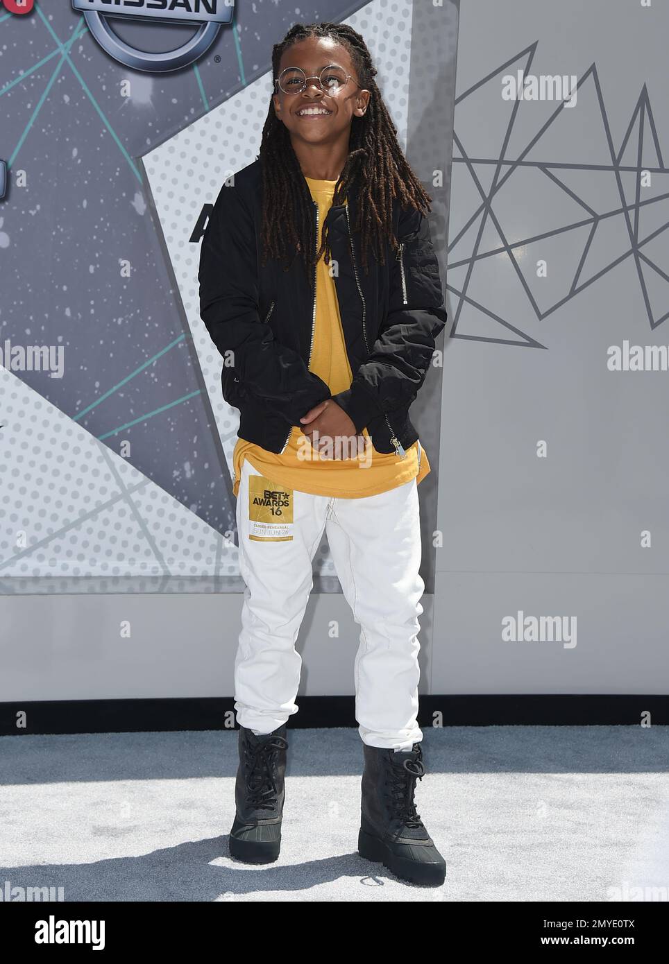 Lil'DeeDee arrives at the BET Awards at the Microsoft Theater on Sunday ...