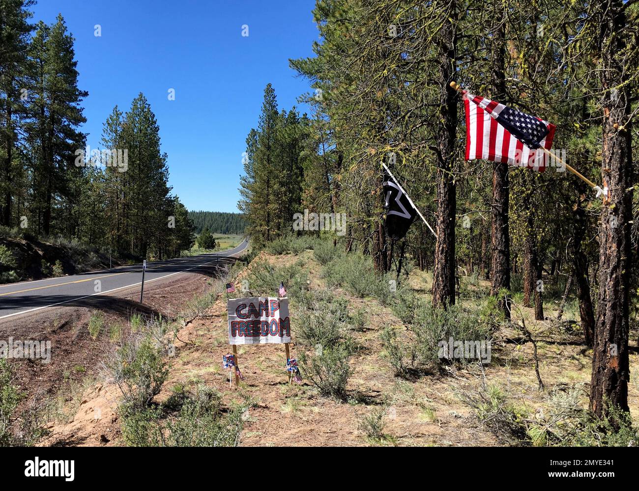 In this June 21, 2016 photo, a sign for Camp Freedom built in the ...