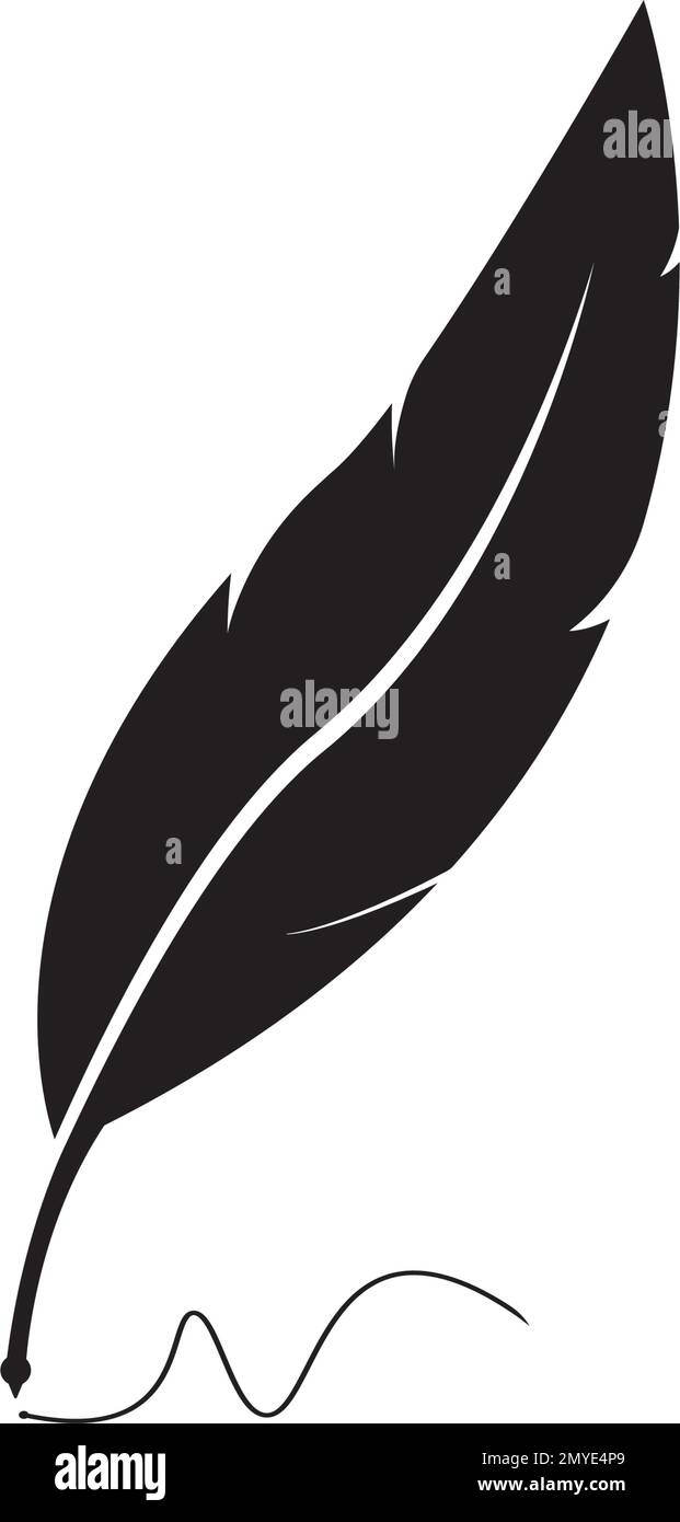 quill feather pen signature logo design template illustration vector ...