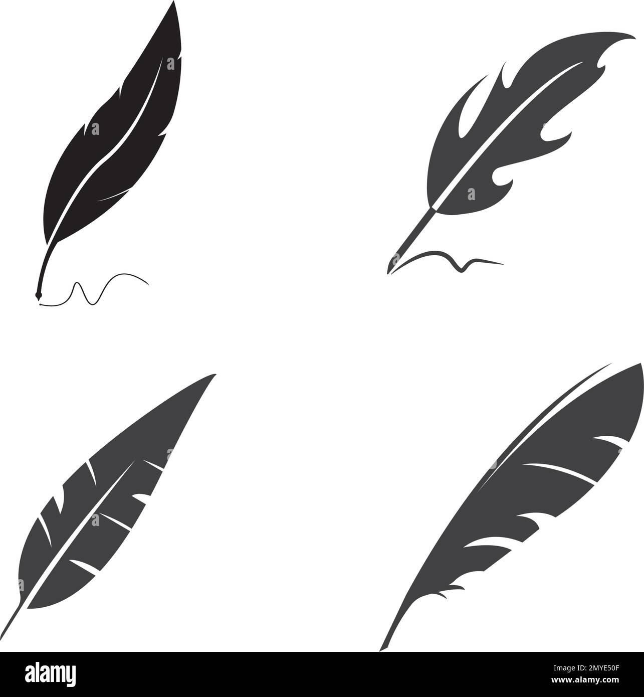 quill feather pen signature logo design template illustration vector ...
