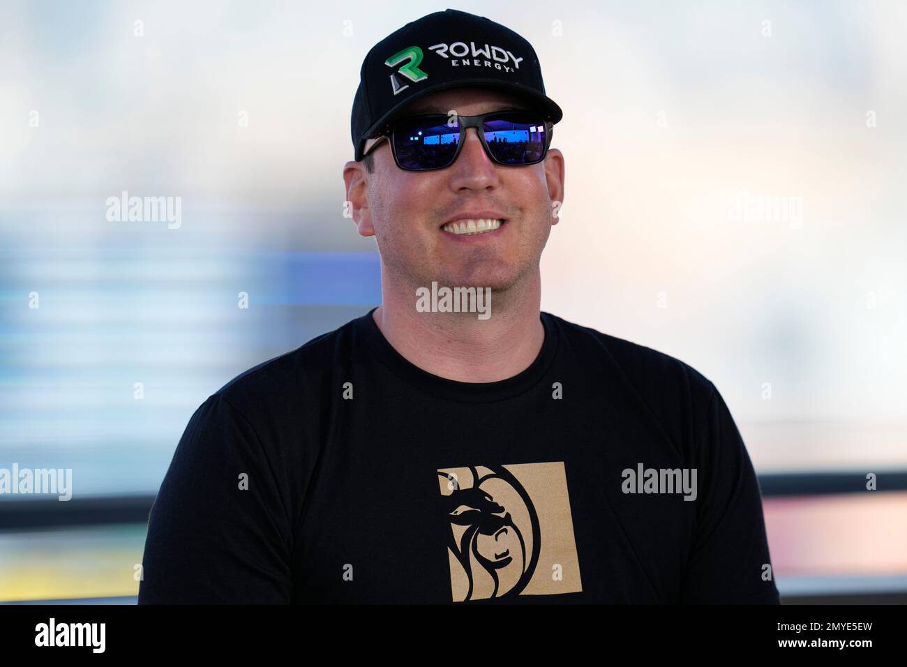 NASCAR Cup Series driver Kyle Busch (8) speaks to reporters ahead of ...