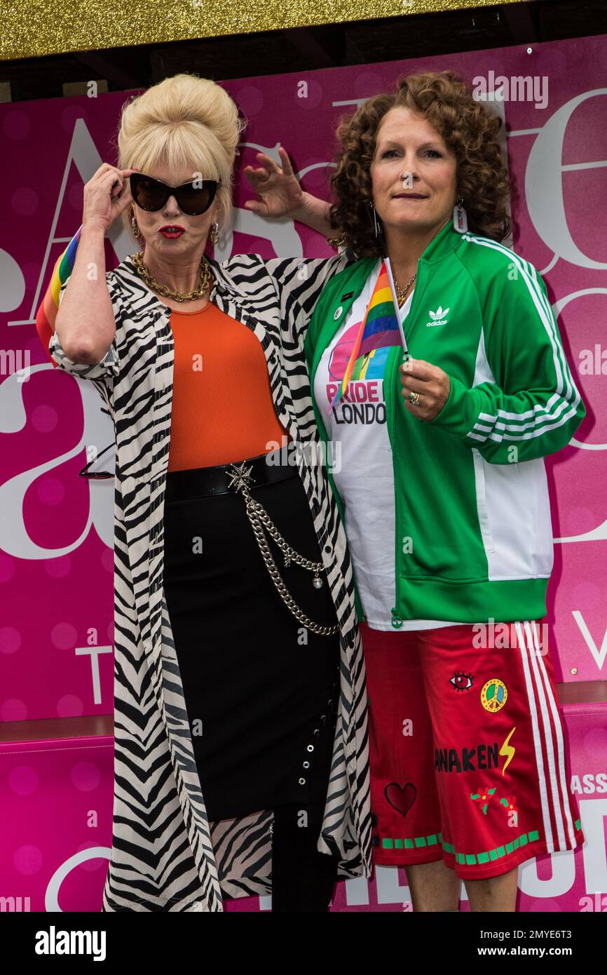 Actresses Jennifer Saunders and Joanna Lumley pose for photographers ...
