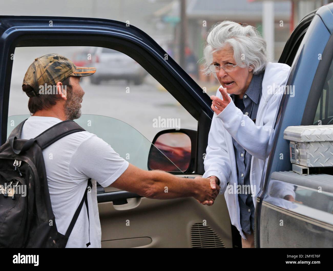 Rainelle W.Va. Mayor, Andrea Pendleton, right, talks to resident ...