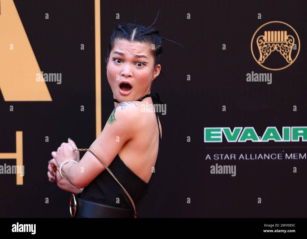 Chinese singer Su Yunying arrives at the 27th Golden Melody Awards in ...